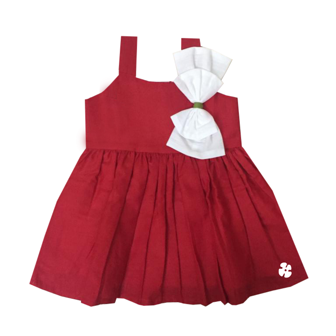 Buy Bow red fit and flare frock For Girls | elsaonlineshop