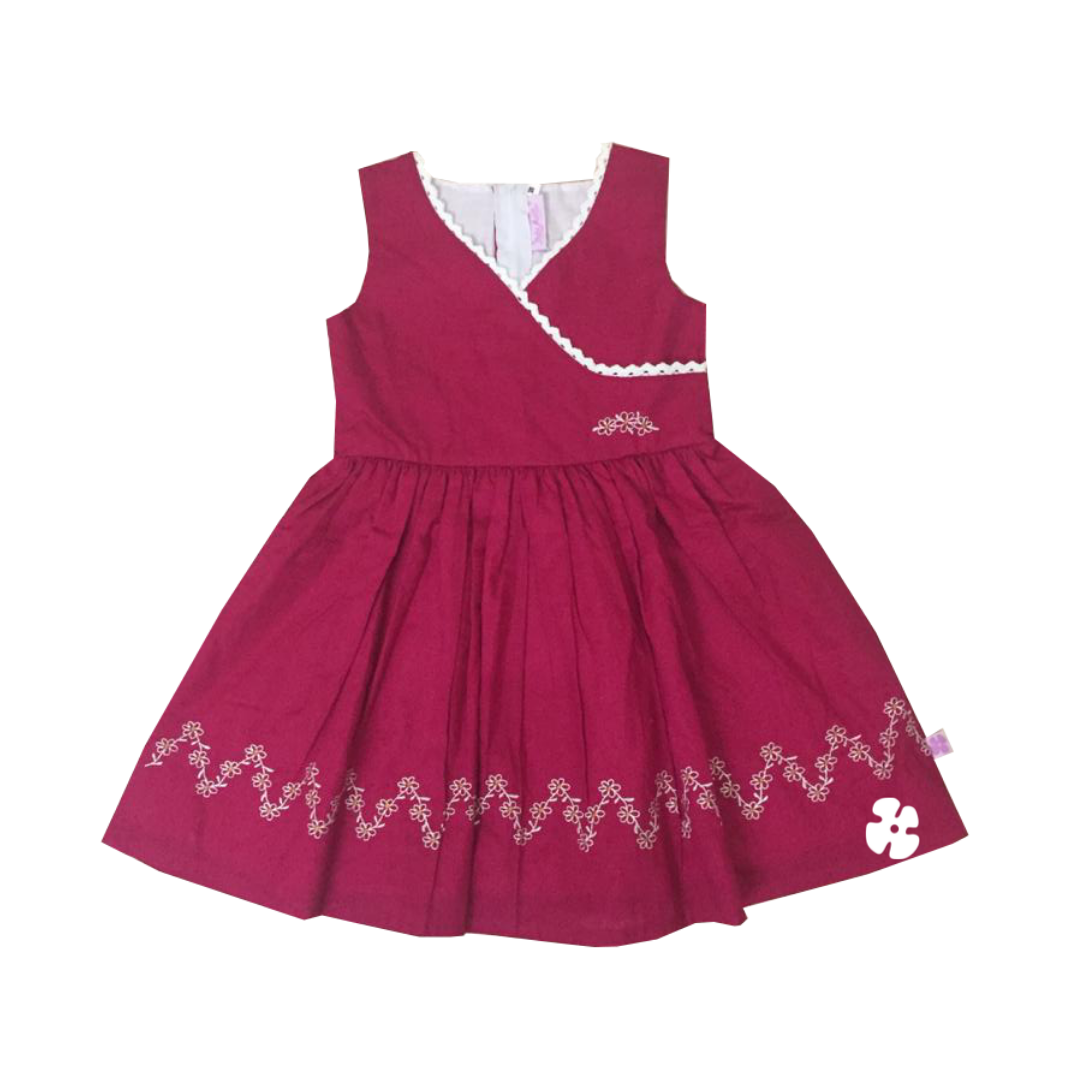 Buy Fit and flare frock with lace detailing and embroidery For Girls ...